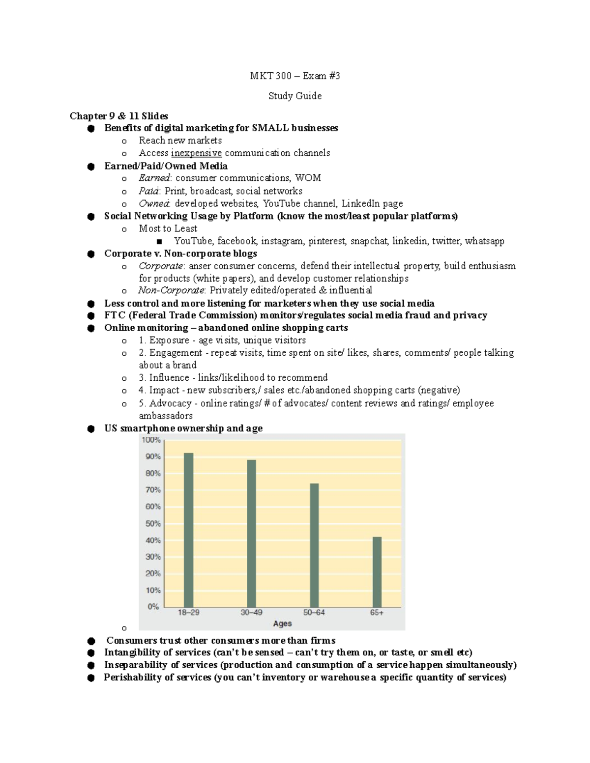 MKT 300 - Exam 3 Study Guide - MKT 300 – Exam # Study Guide Chapter 9 ...