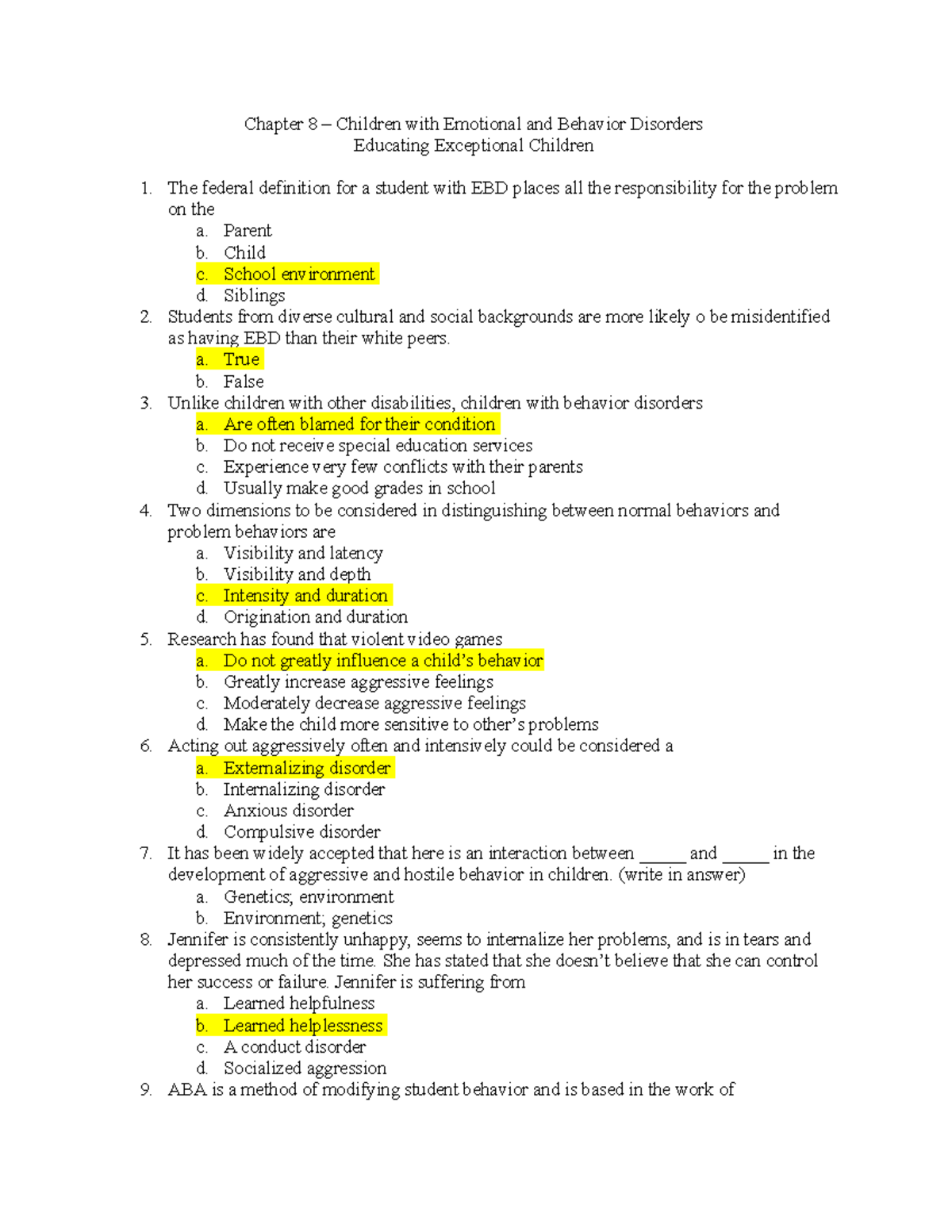 Chapter 8 EEC quiz - Practice quiz from Educating Exceptional Children ...