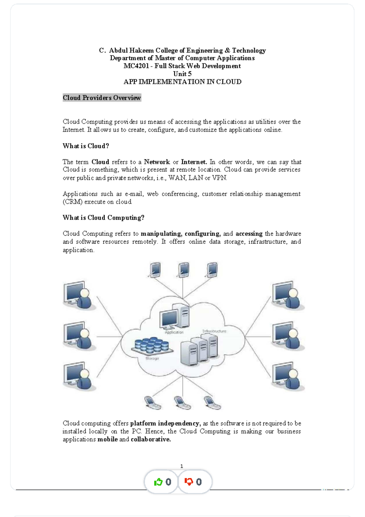UNIT 5 - Summary Master of Computer Applications - 1 C. Abdul Hakeem ...