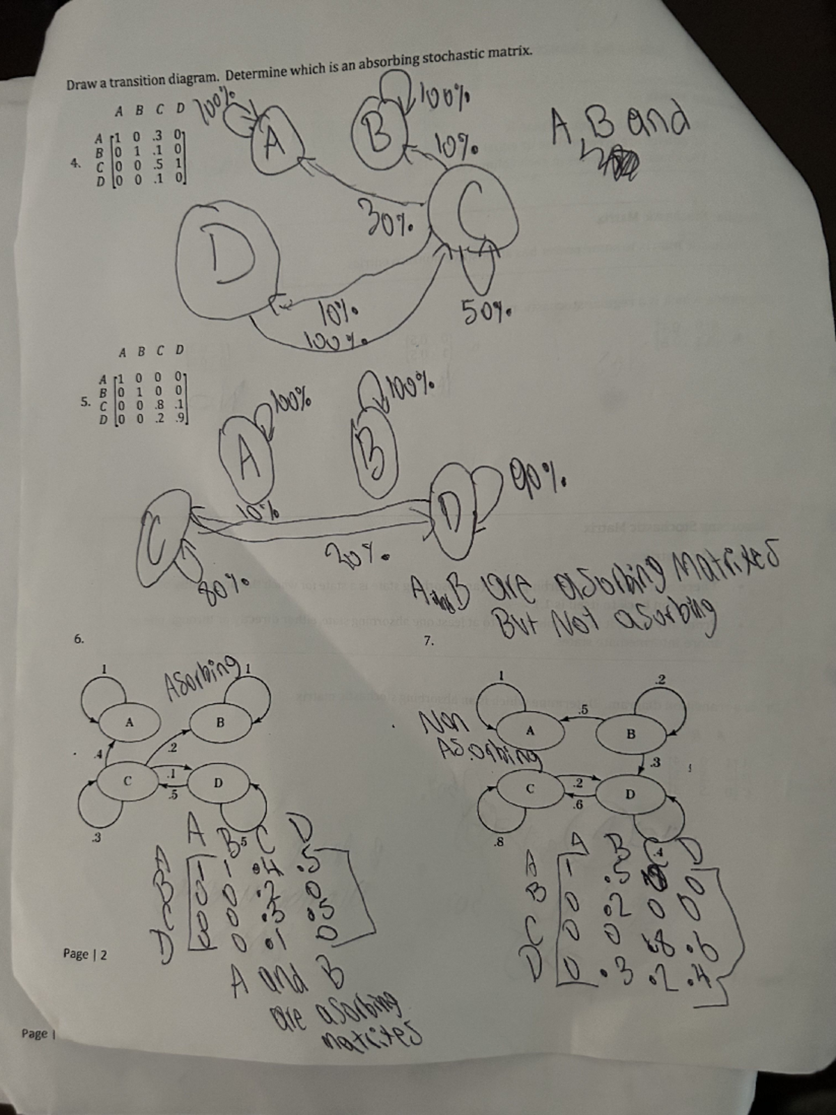 Absorbing Stochastic Matrixes - MATH 111 - Studocu