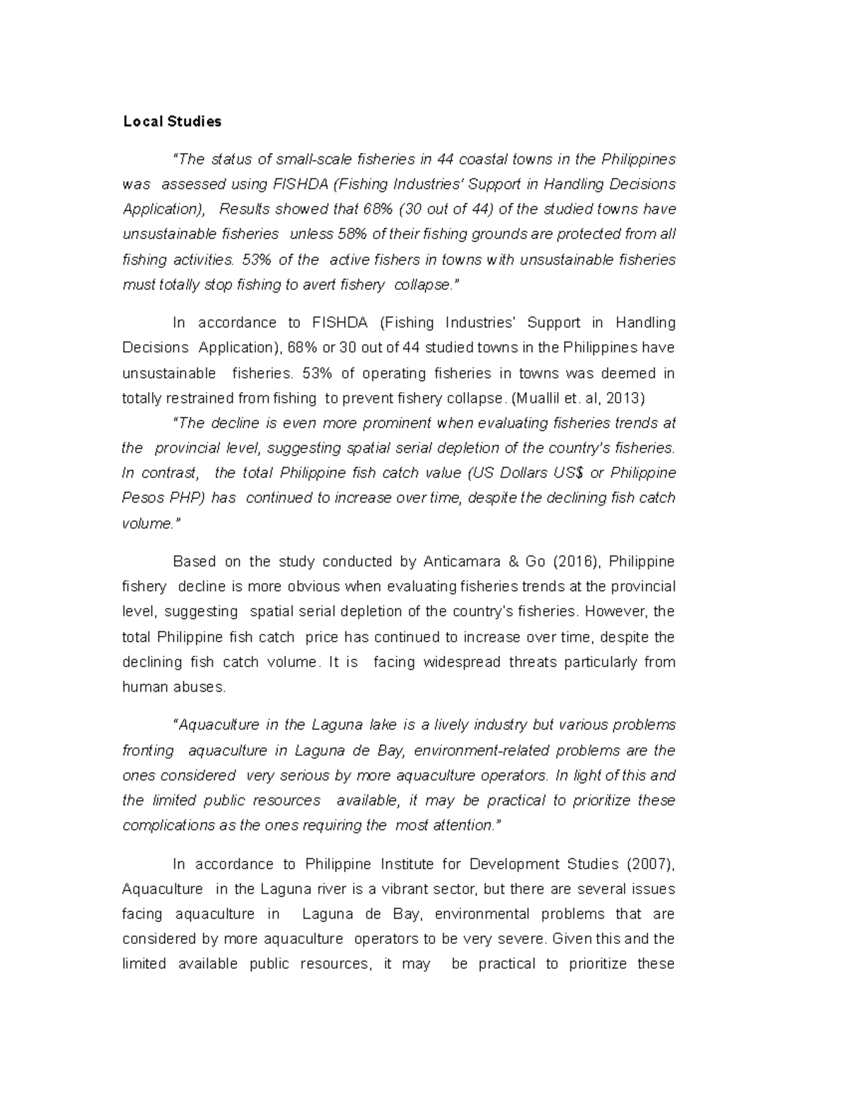 Research Study - Local Studies