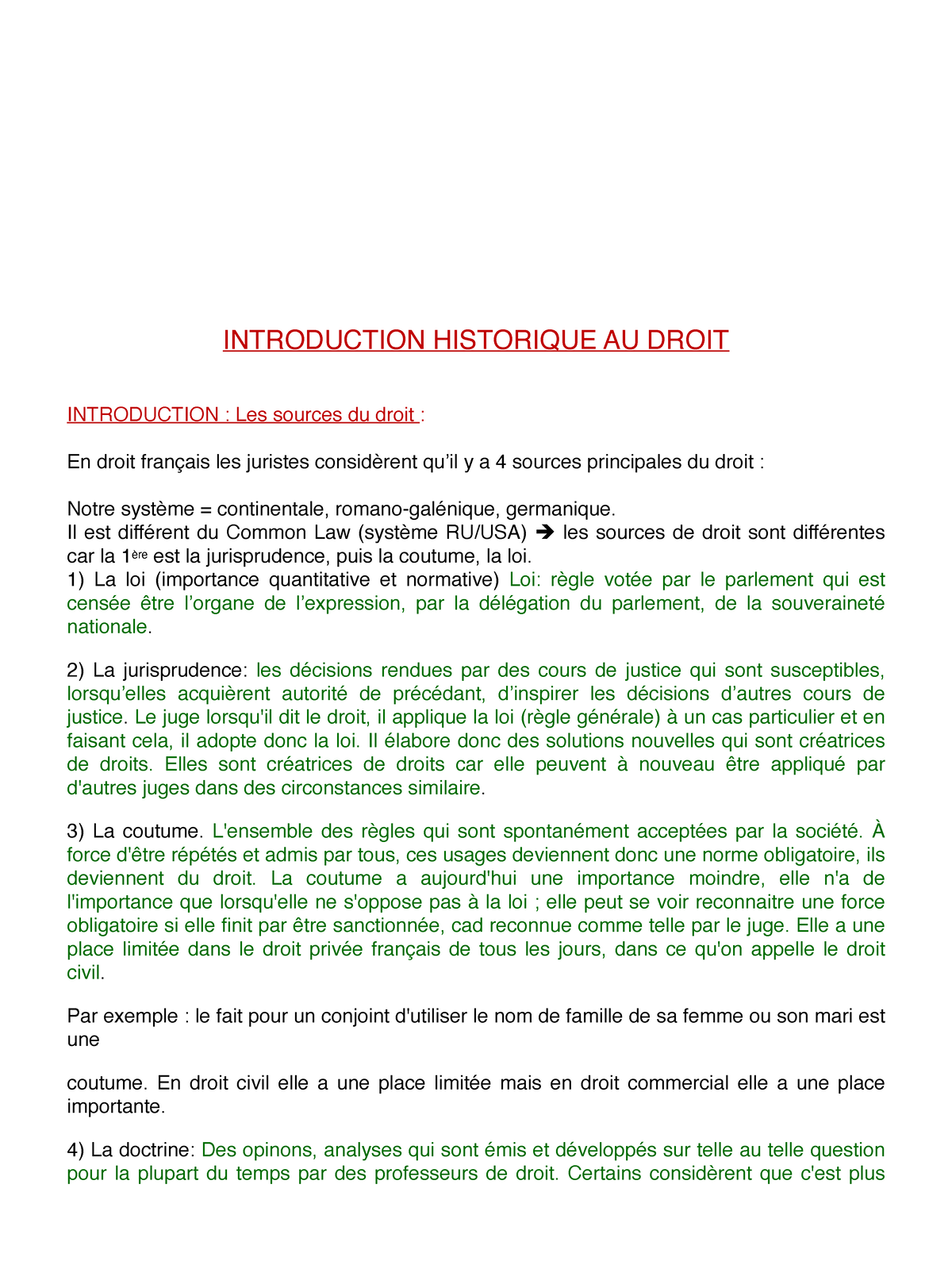 IHD - Ida - INTRODUCTION HISTORIQUE AU DROIT INTRODUCTION : Les sources du droit : En droit ...