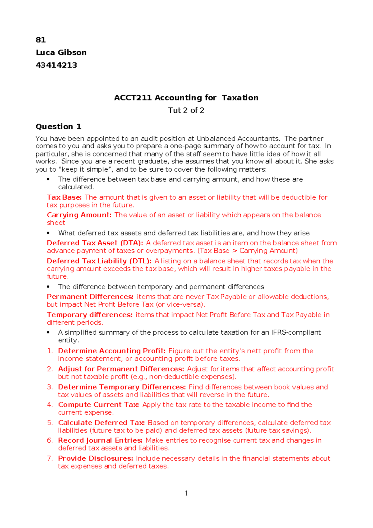 ACCT211 Homework 5 - Tutorial 5 - 81 Luca Gibson 43414213 ACCT211 Accounting for Taxation Tut 2 ...