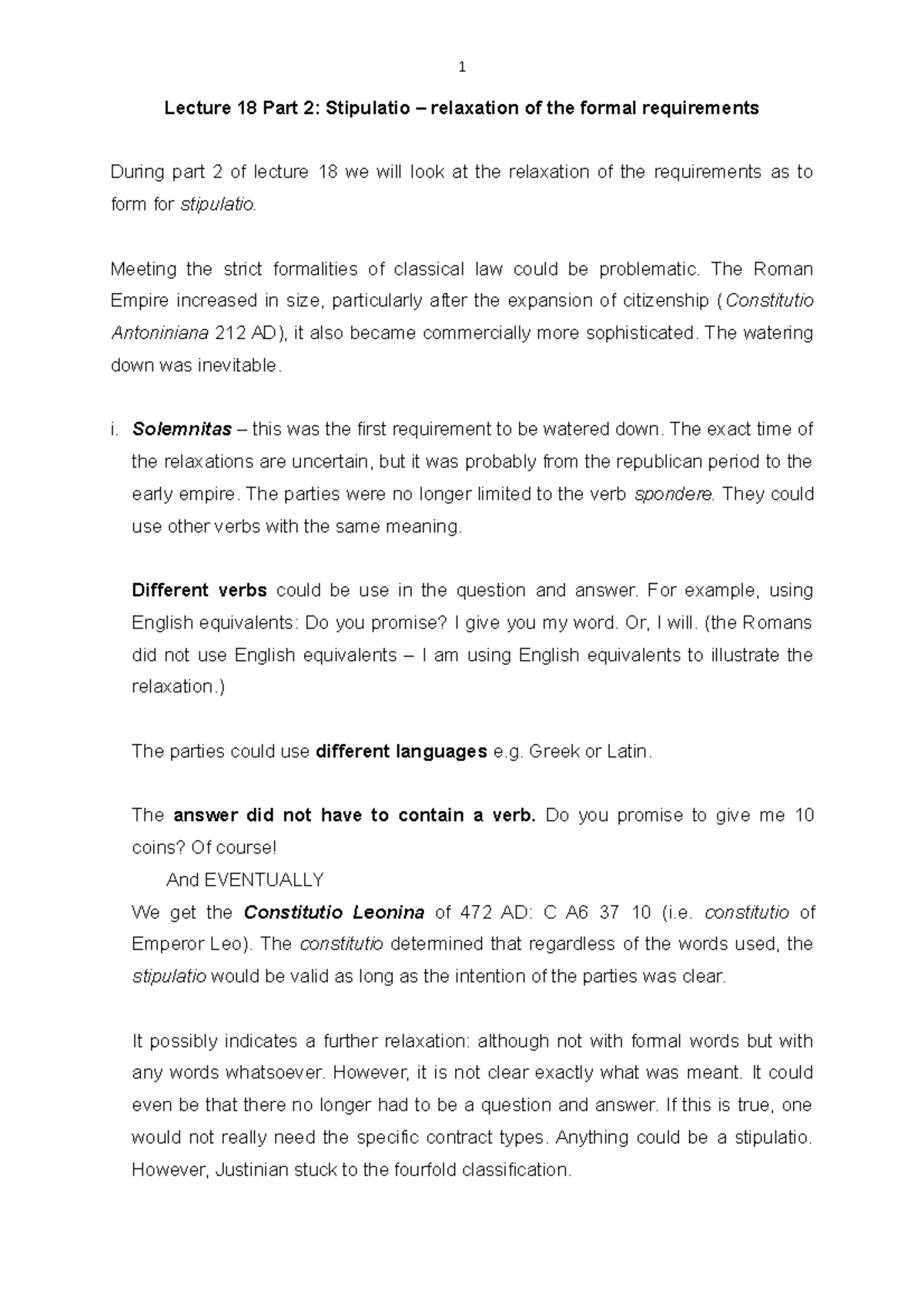 Lecture 18 Part 2 Notes on the relaxation of the requirements for ...