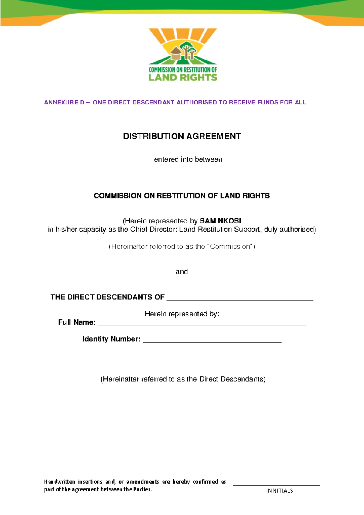 Distribution Agreement Annexure D one DD signing[ 983] - Handwritten ...