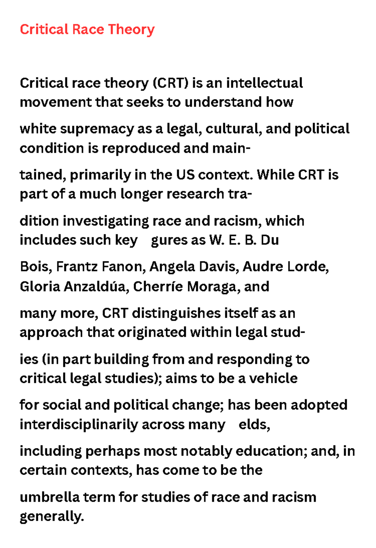 Critical Race Theory - Critical Race Theory Critical race theory (CRT ...