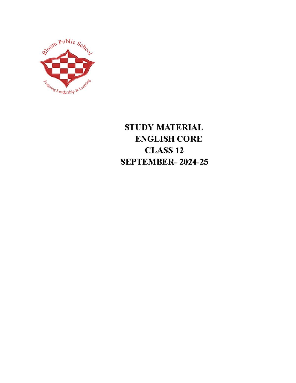 Study material english - STUDY MATERIAL ENGLISH CORE CLASS 12 SEPTEMBER ...