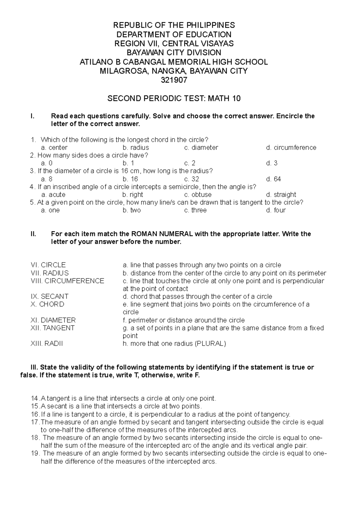 Math 8 - Math - REPUBLIC OF THE PHILIPPINES DEPARTMENT OF EDUCATION ...