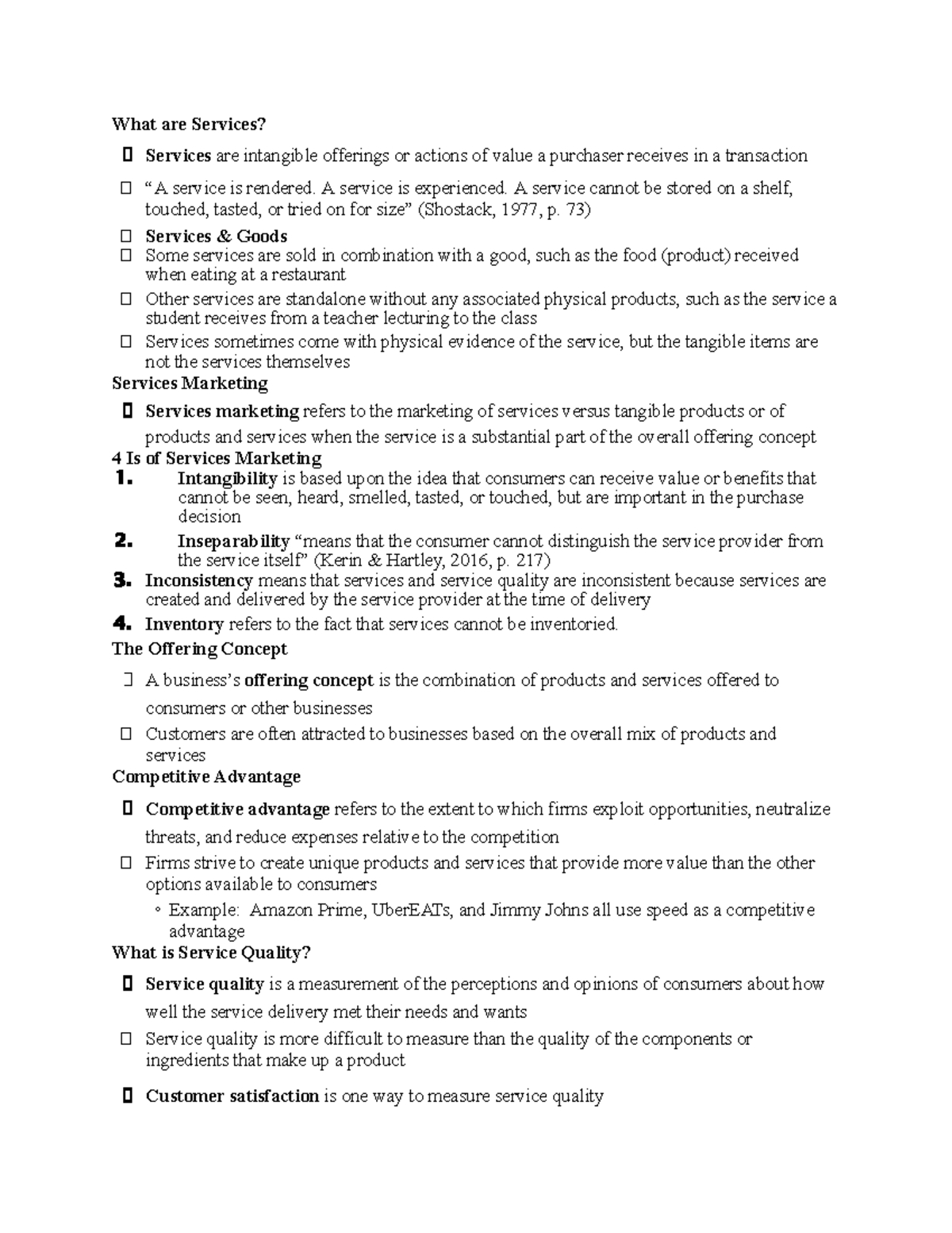 MKT315-ch. 6 notes - What are Services? ฀ Services are intangible ...