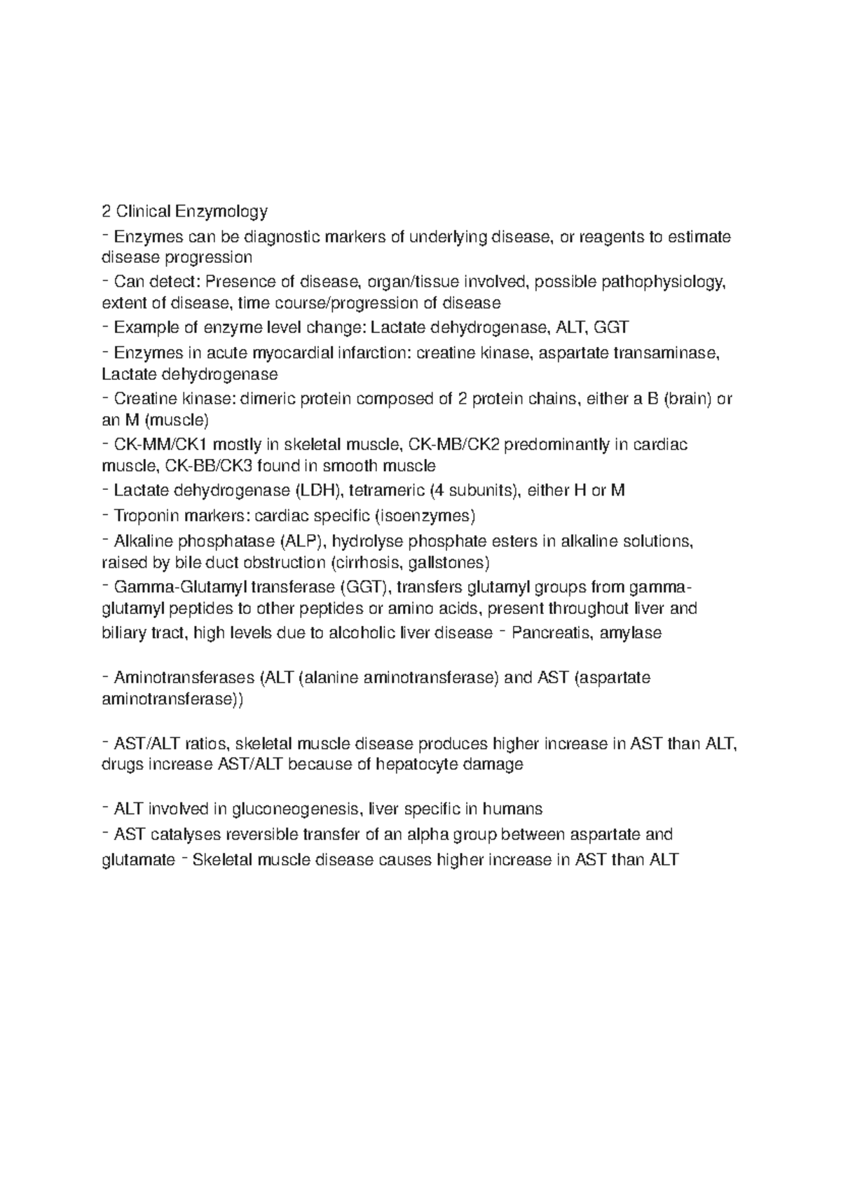 2 Clinical Enzymology - Lecture notes 3-4 - 2 Clinical Enzymology ...