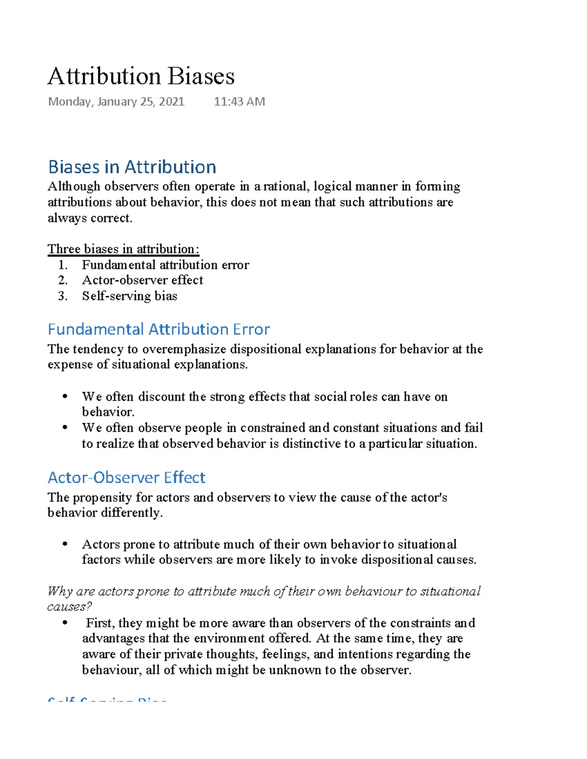 Attribution Biases - Biases in Attribution Although observersoften ...