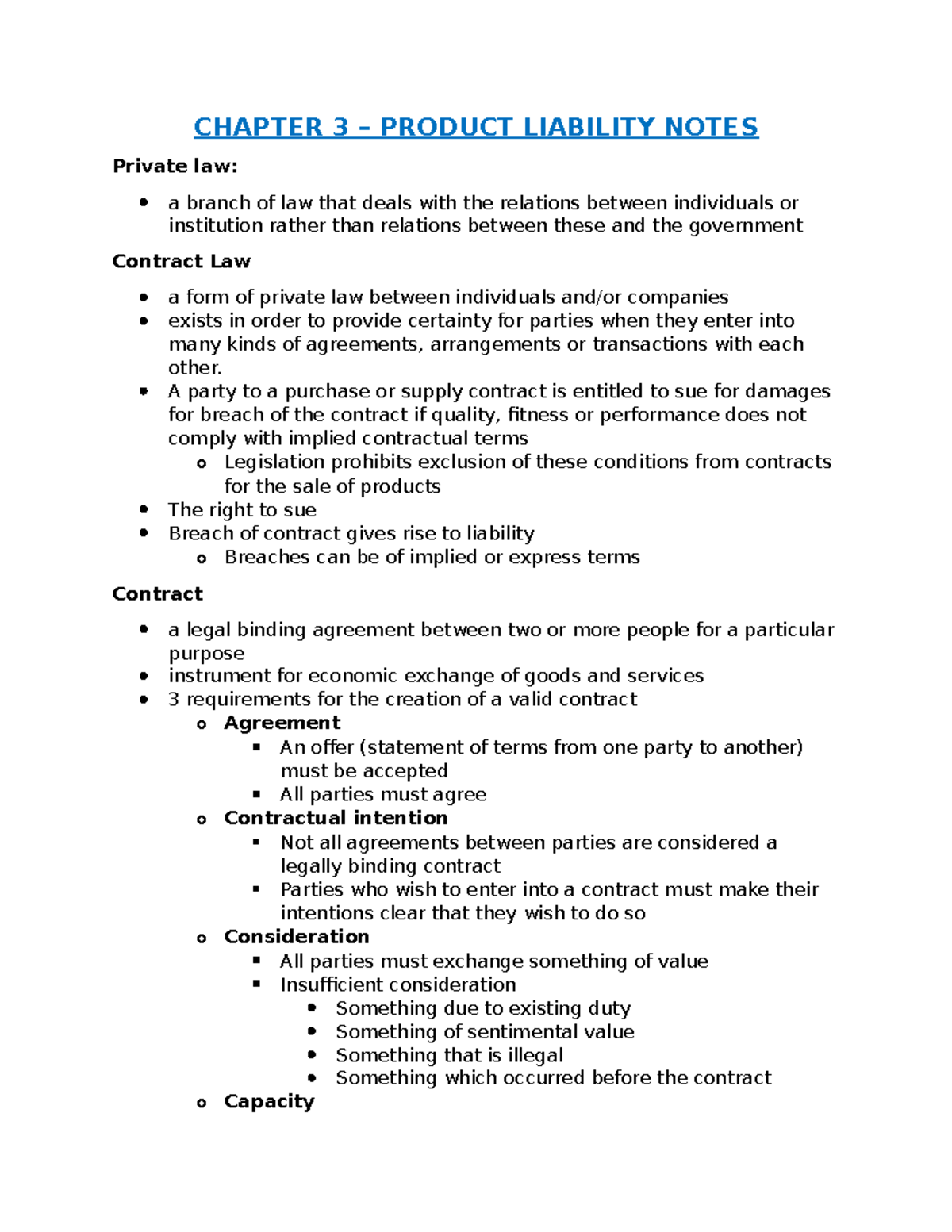 Law 525 - Chapter 3 -Product Liability - CHAPTER 3 – PRODUCT LIABILITY ...