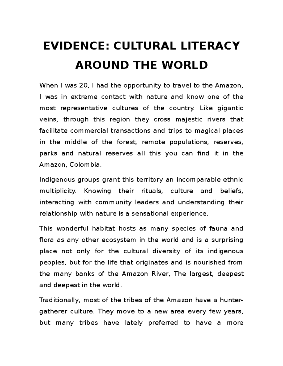 Evidence Cultural Literacy Around THE World - EVIDENCE: CULTURAL ...