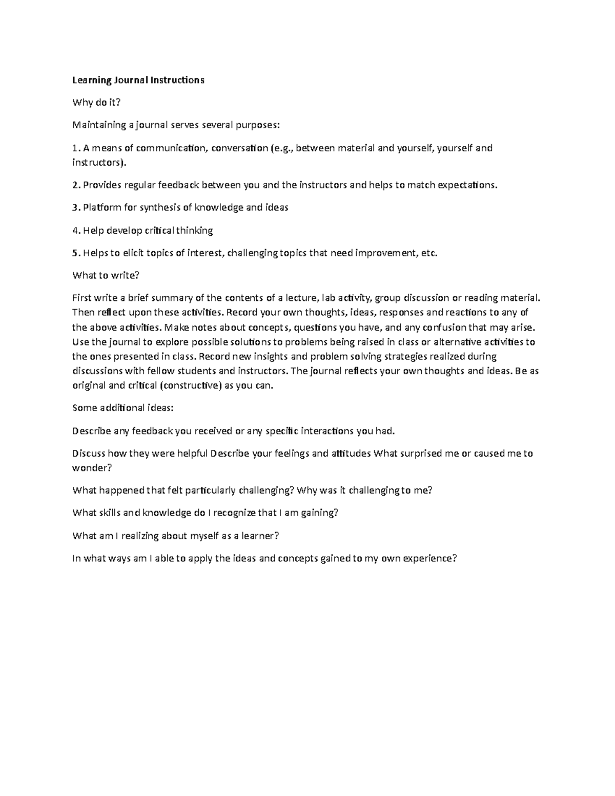 LJ uni01 CS2205 - Learning Journal Instructions Why do it? Maintaining ...