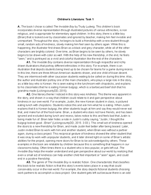 Children's Literature Task 1 c269 - CHILDREN’S LITERATURE TASK 1 LESSON ...