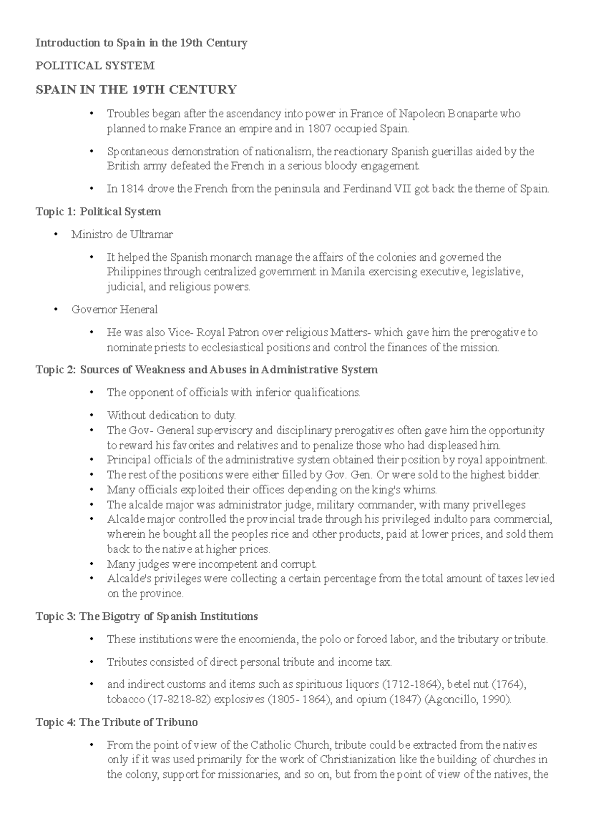 Introduction to Spain in the 19th Century - reviewer - Introduction to ...