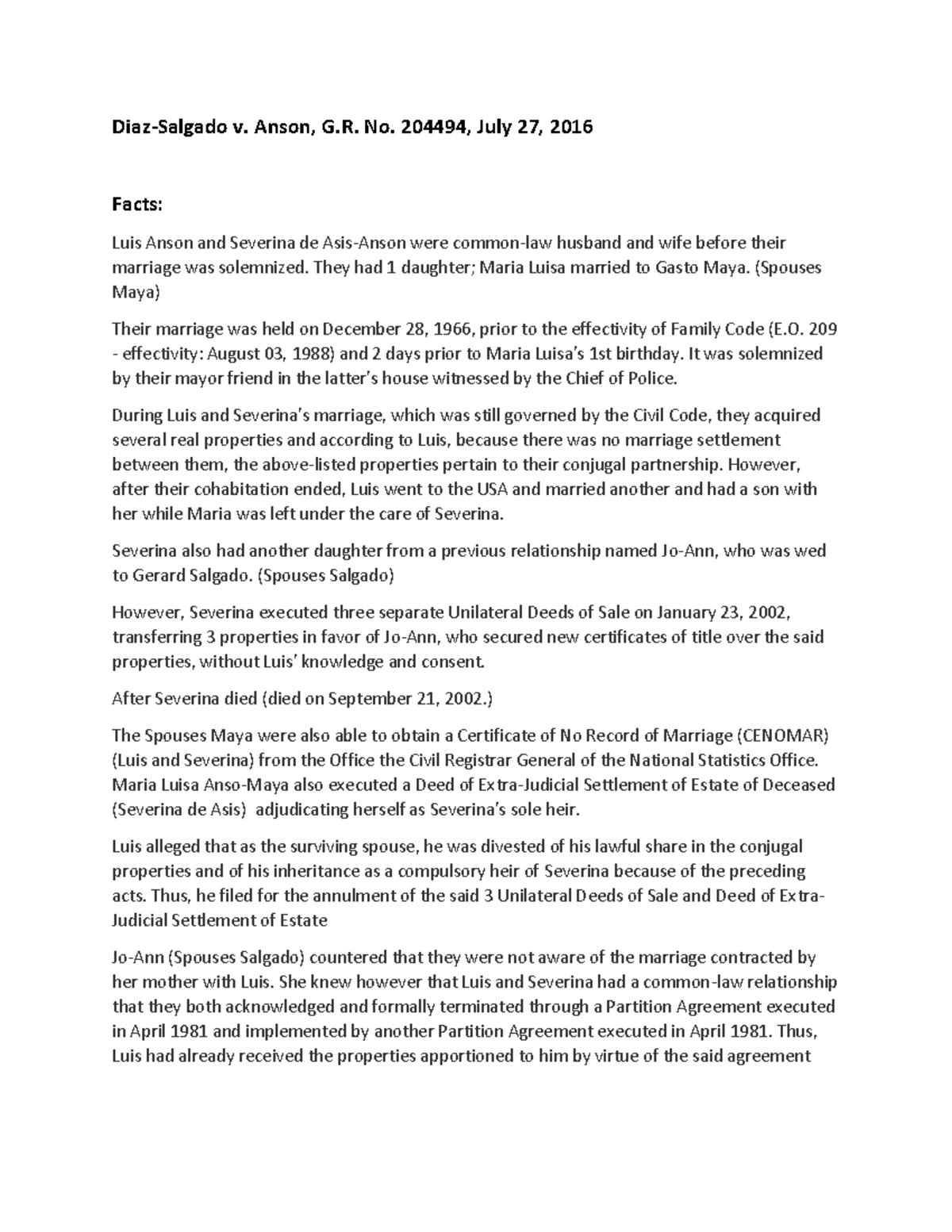 Diaz-Salgado v. Anson - Requisites of marriage: Marriage License ...