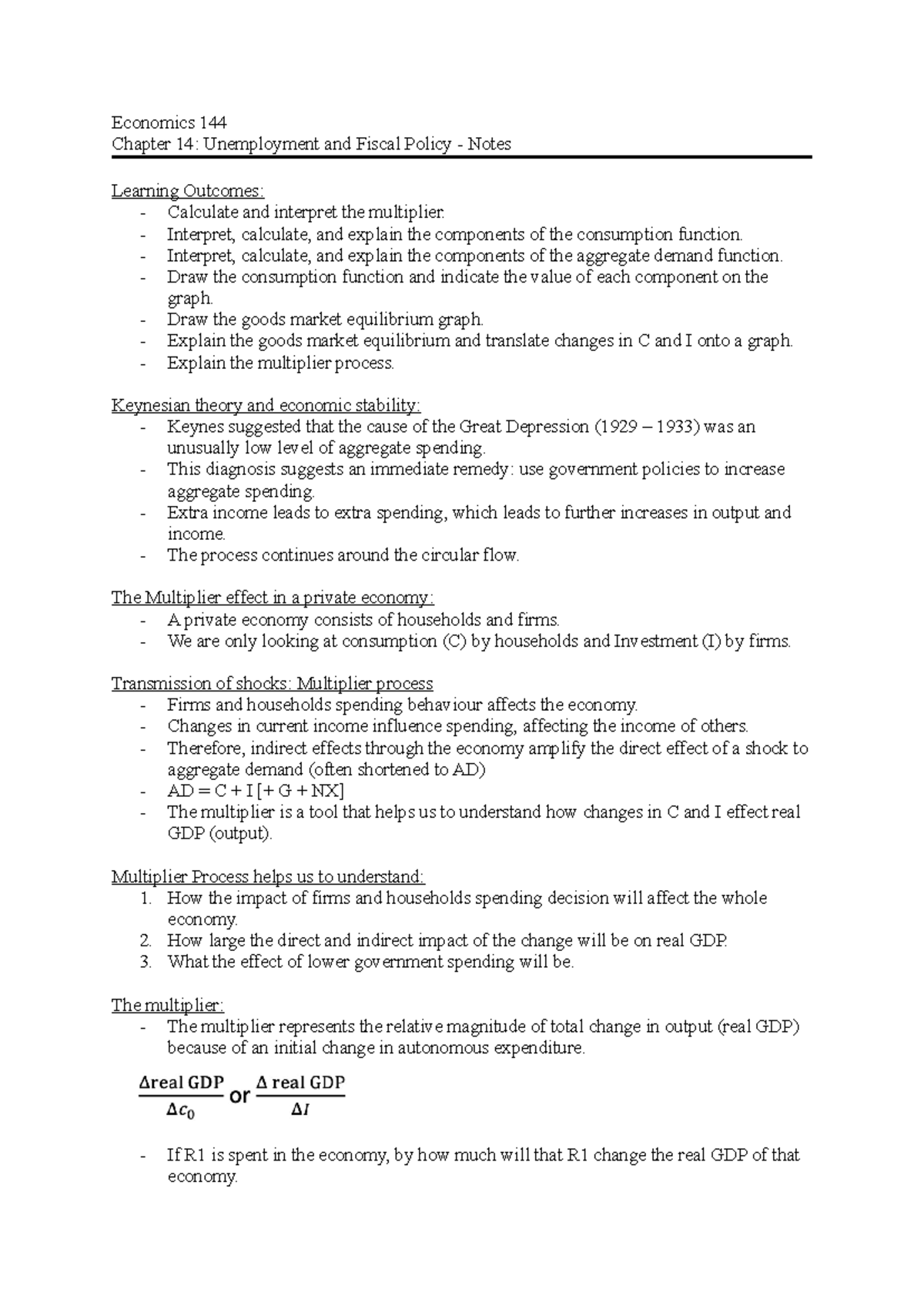 Chapter 14 - ecos 144 - Summary Economics - Economics 144 Chapter 14 ...