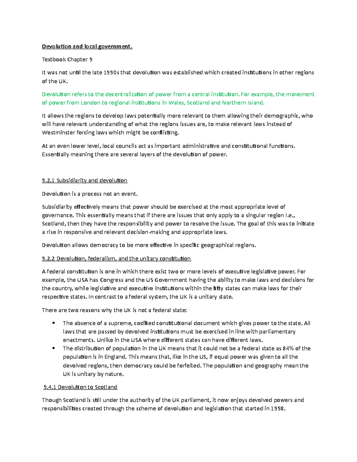 Devolution of the UK constitution. - EUROUCSC301 - Lancaster - Studocu