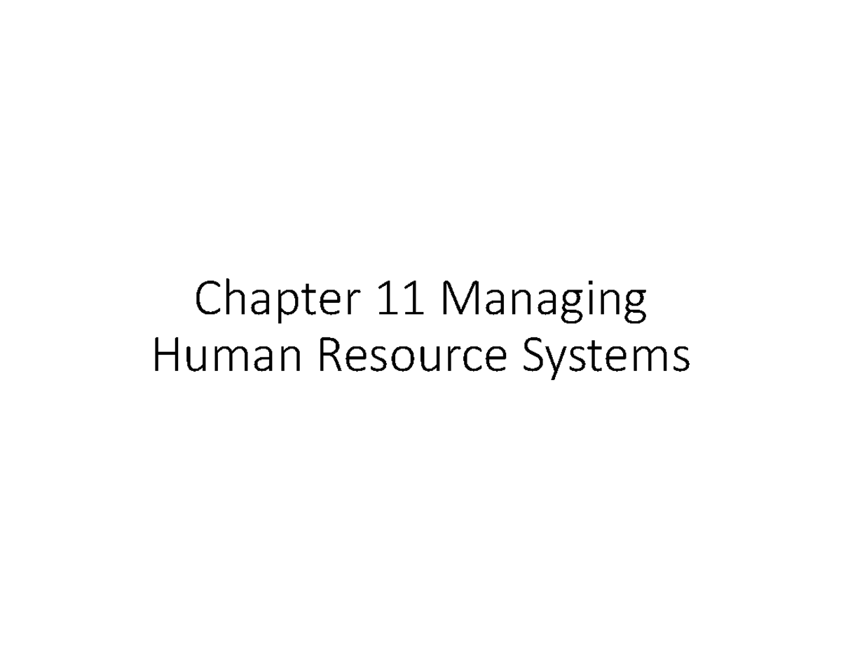 Chapter 11 Review - Chapter 11 Managing Human Resource Systems ...