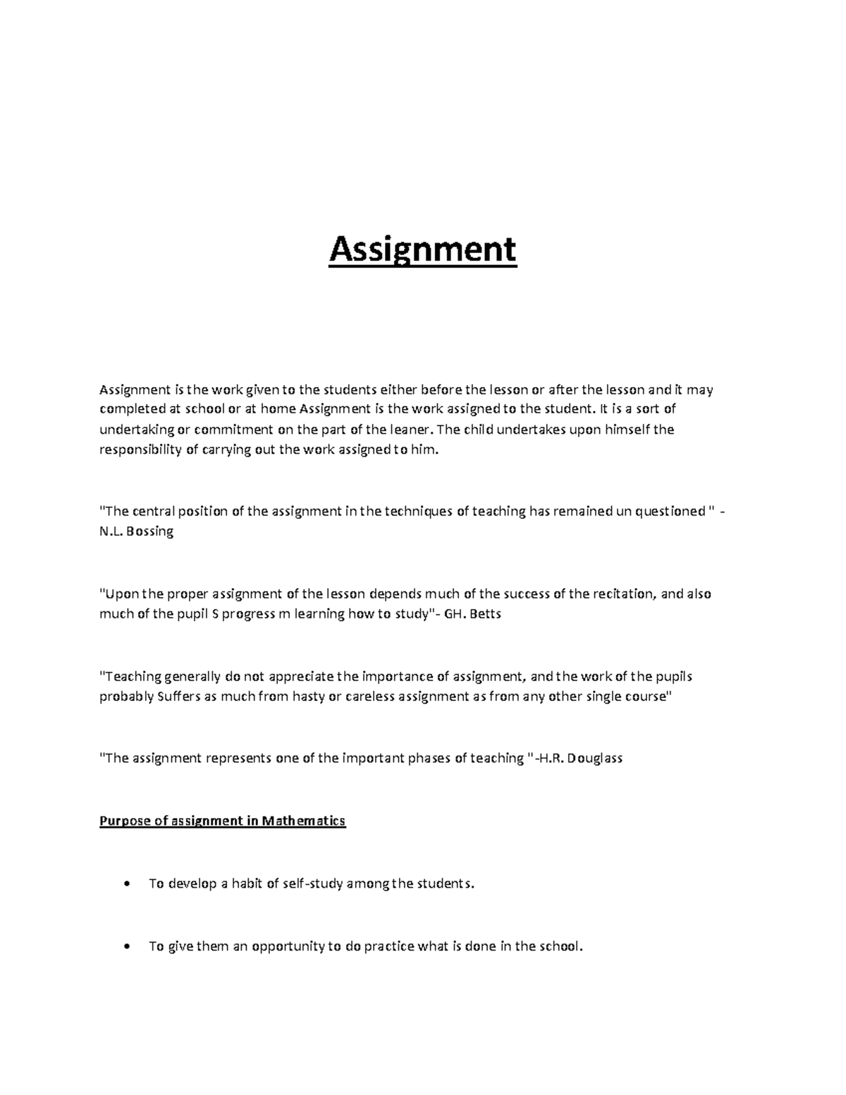Assignment - Useful - Assignment Assignment is the work given to the ...