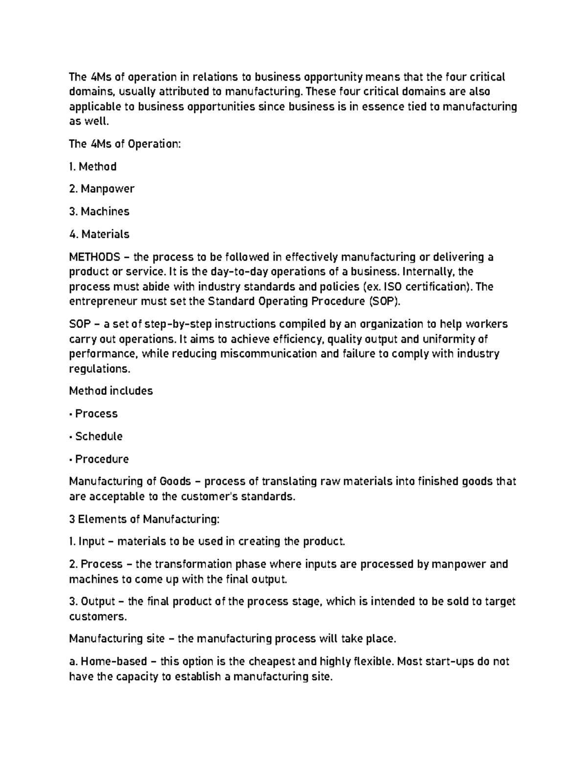 The 4Ms of operation - These four critical domains are also applicable ...