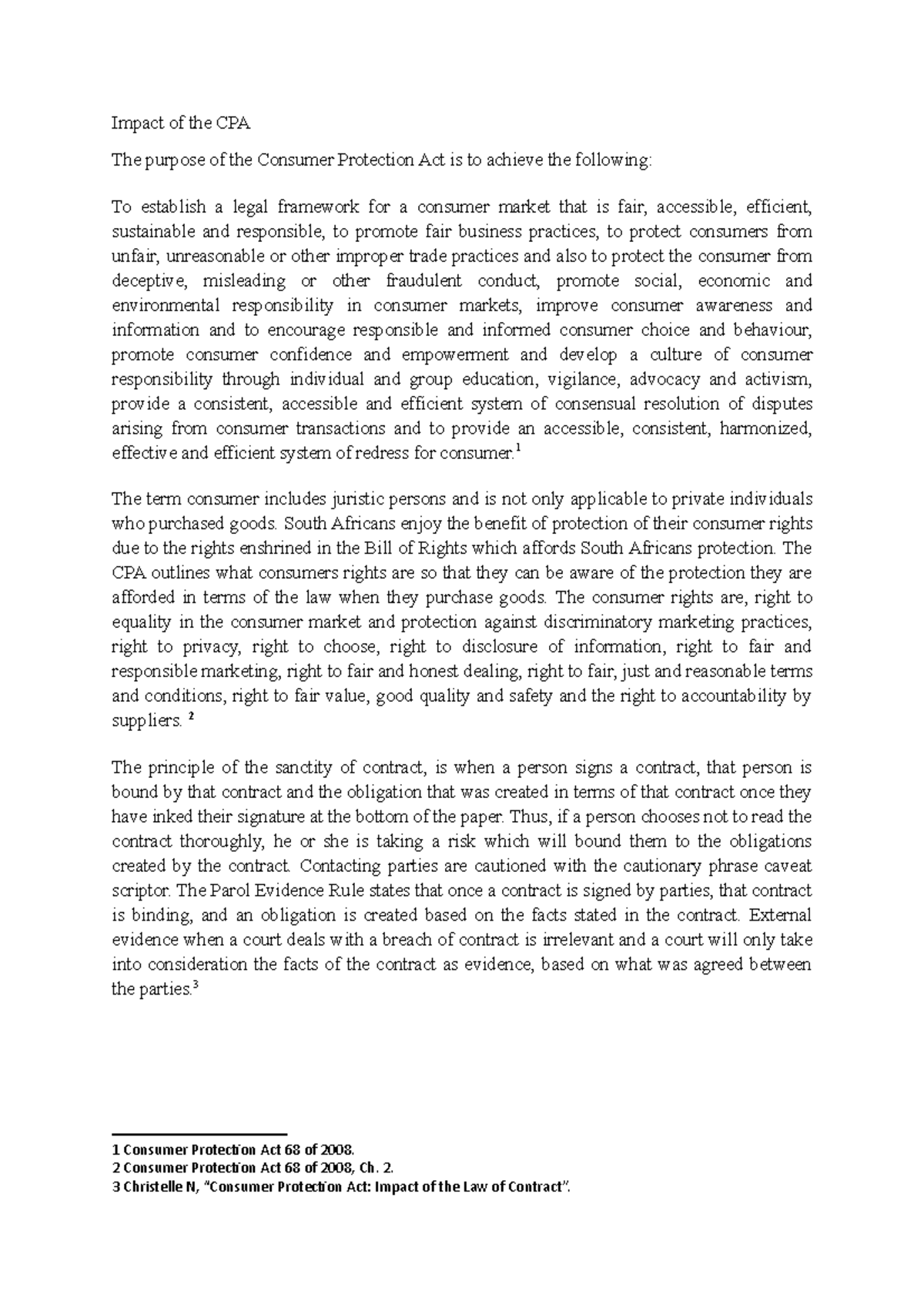 Impact of the CPA - work - COL3704 - Unisa - Studocu