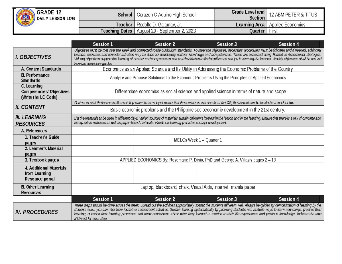 ABM AE12-Ia-d-2-Aug. 29-Sept. 1, 2023 - GRADE 12 DAILY LESSON LOG ...