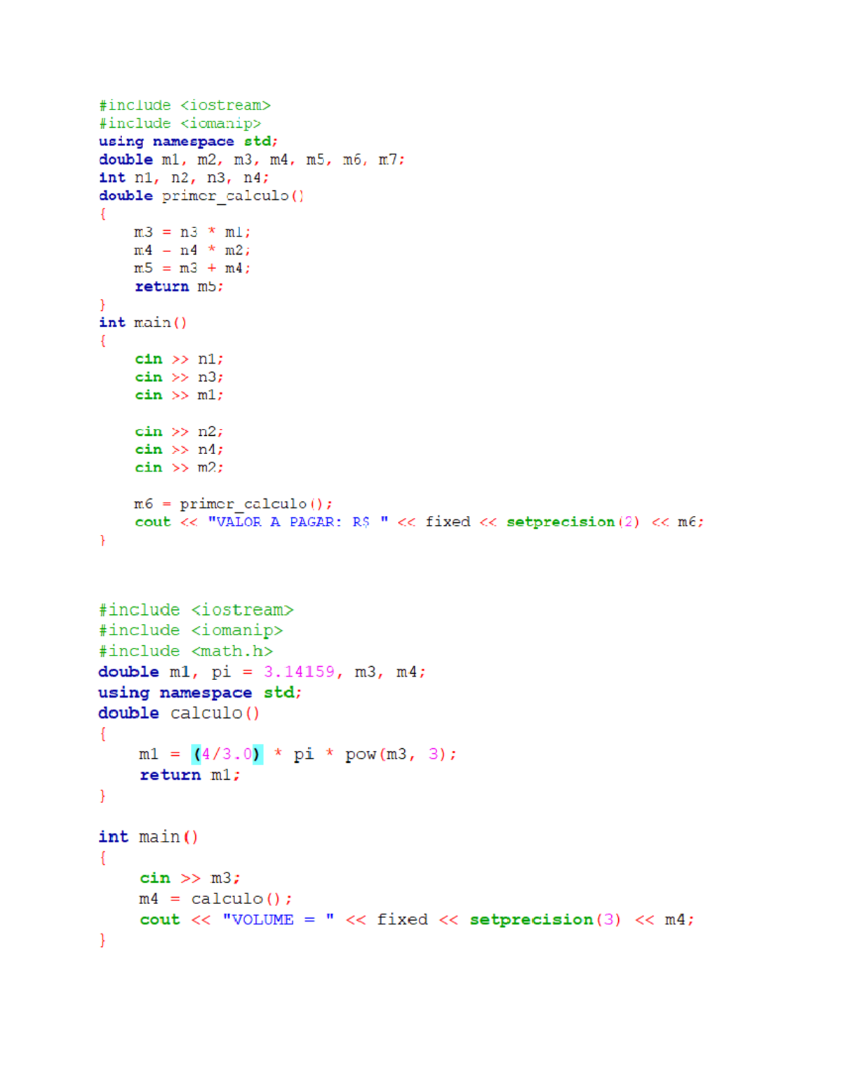 Variables globales - ejercicios de programacion - using namespace double ml, m2, m3, m4, m5, m6 ...