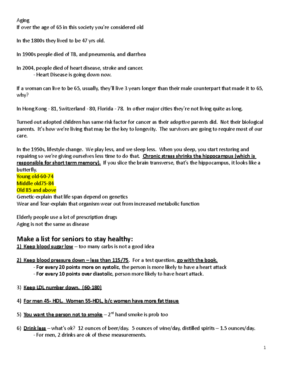 Factors and Tips for Healthy Aging - Studocu