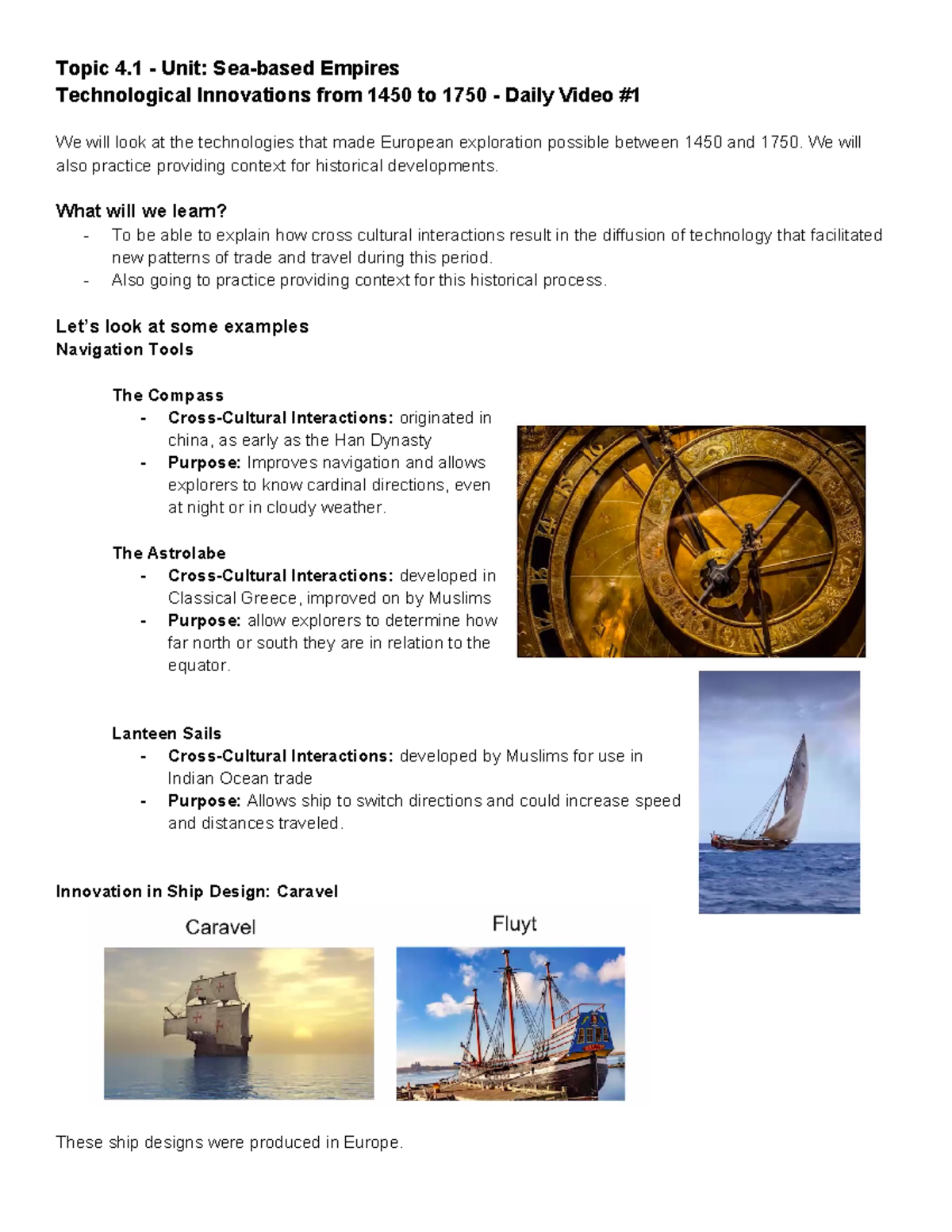 4.1 Technological Innovations from 1450 to 1750 - AP Daily Notes ...