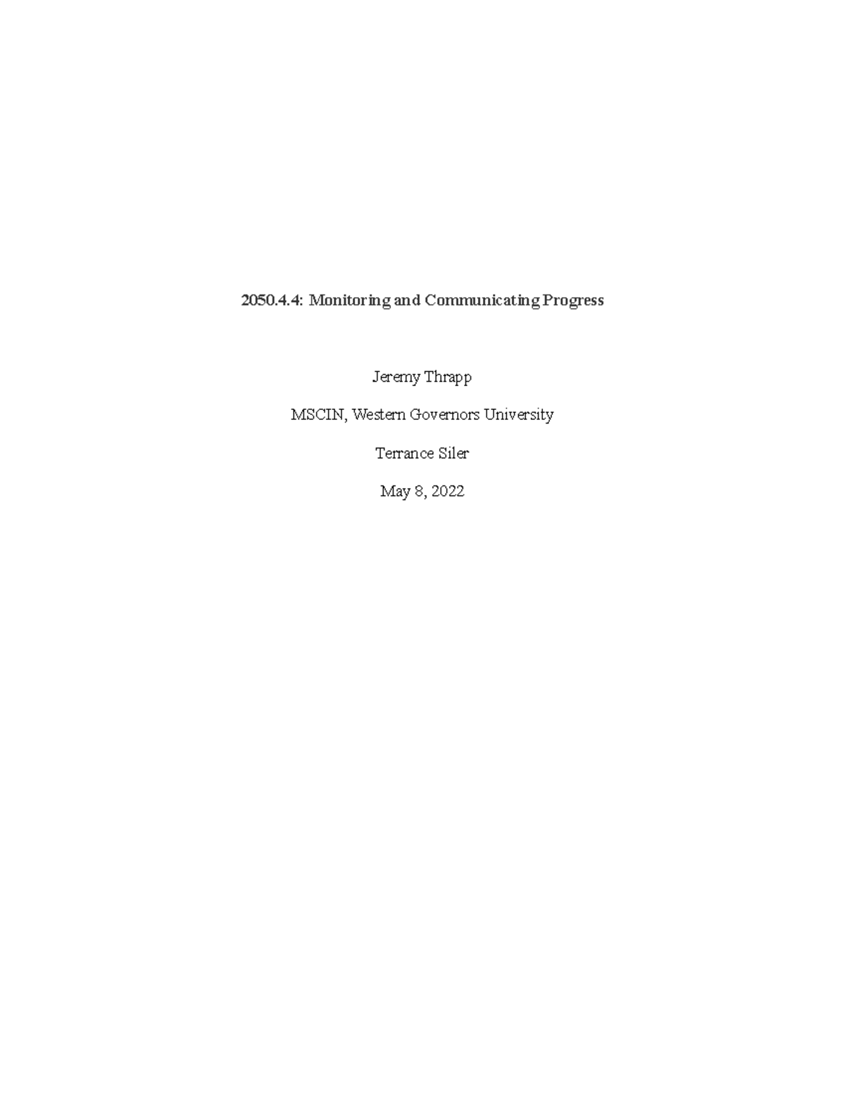 Monitoring and Communicating Progress - 2050.4: Monitoring and ...