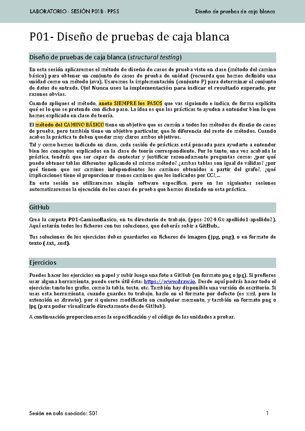 P01-Diseño caja blanca - P01- Diseño de pruebas de caja blanca Diseño de pruebas de caja blanca ...