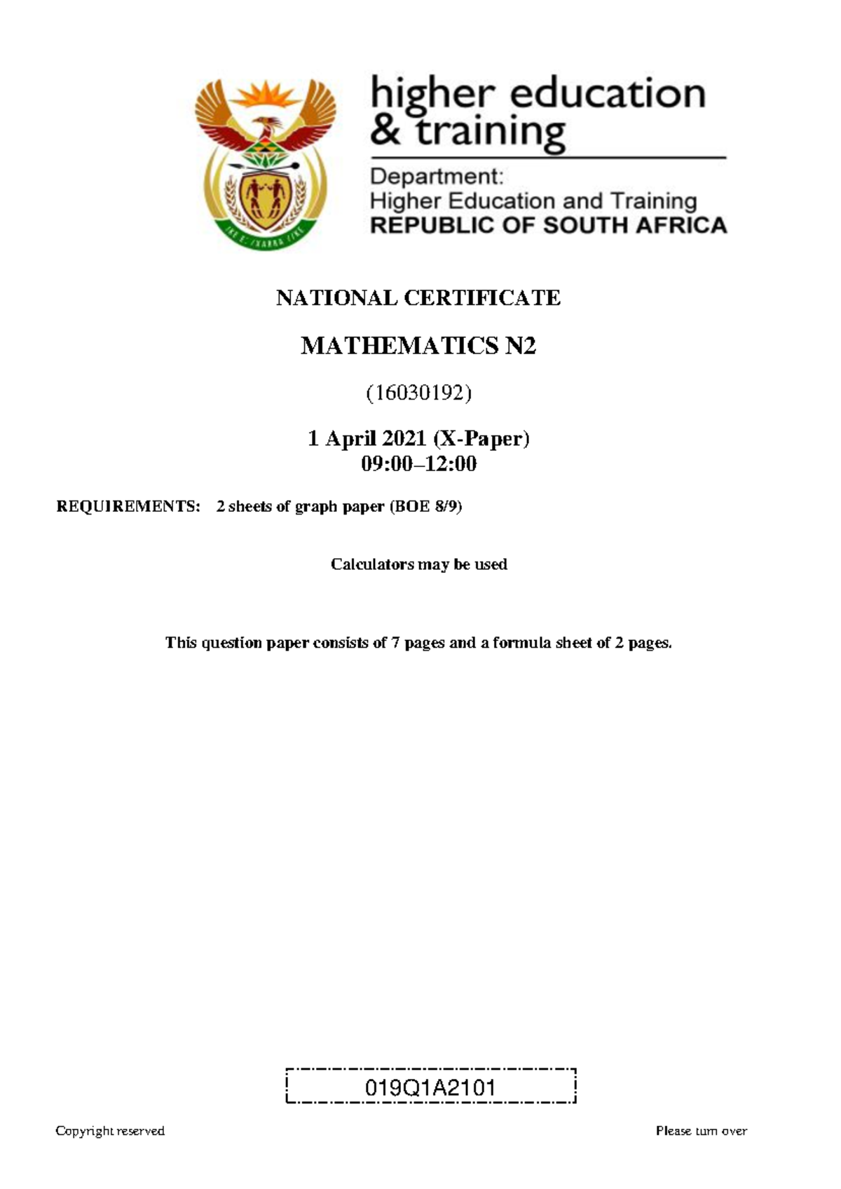 N2 Mathematics April 2021 - NATIONAL CERTIFICATE MATHEMATICS N ...