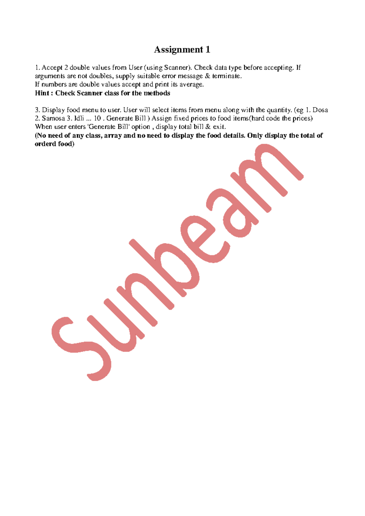 Assignment 01 - assigemnt 1 - Assignment 1 Accept 2 double values from User (using Scanner ...