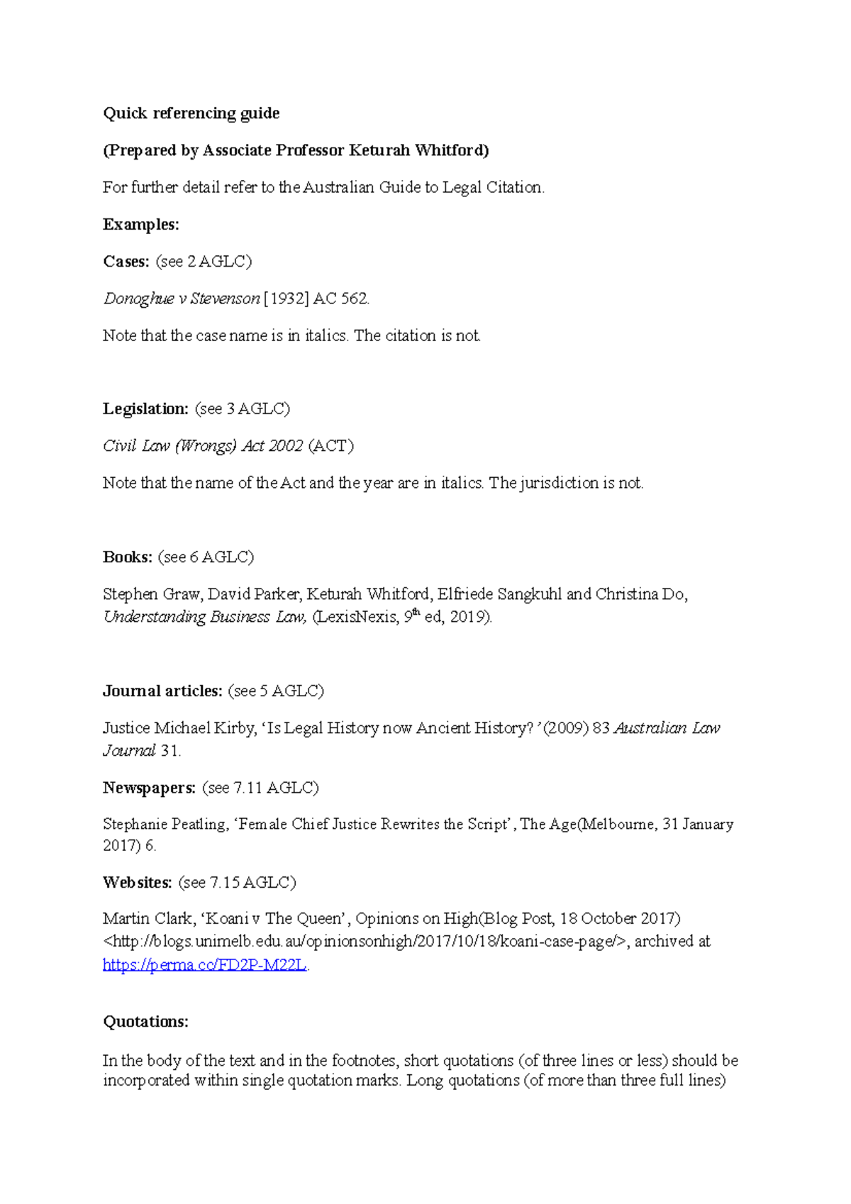 AGLC Quick referencing guide - Quick referencing guide (Prepared by ...