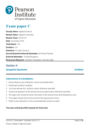 Exam Paper C SCCH111 2017 - Faculty of Applied Sciences Introduction to ...
