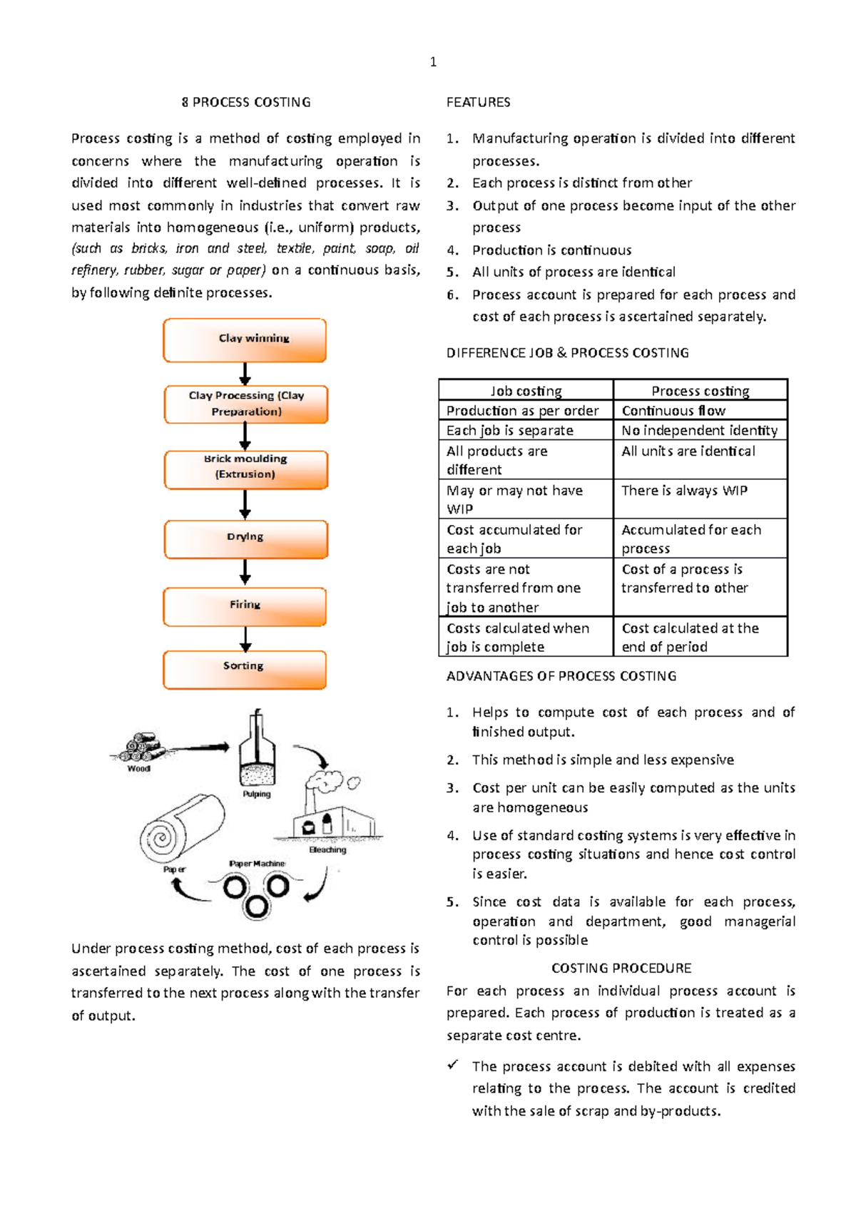 8 Process Costing 1 - study notes - 8 PROCESS COSTING Process costing ...