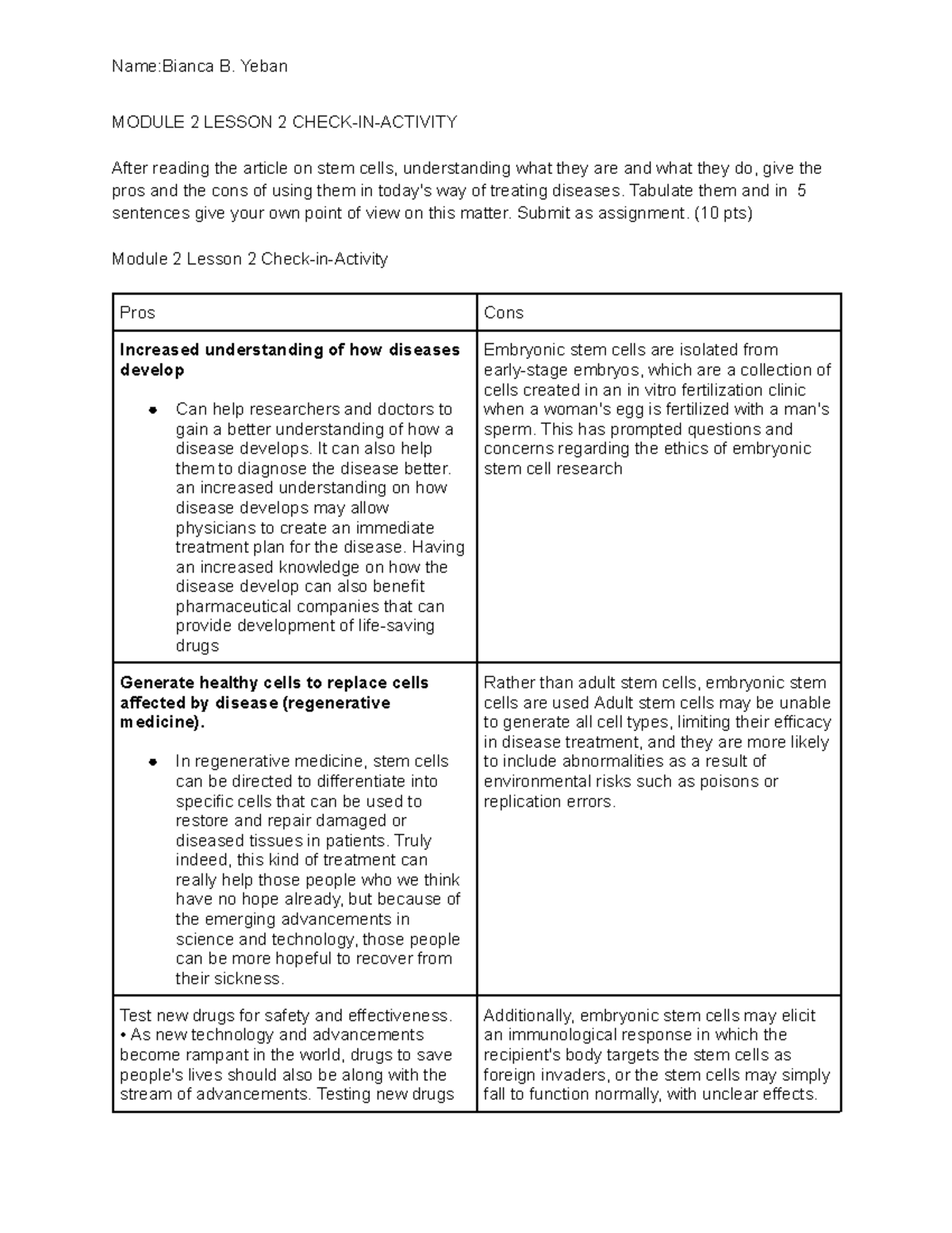 Module 2 Lesson 2 Check-IN- Activity - Name:Bianca B. Yeban MODULE 2 LESSON 2 CHECK-IN-ACTIVITY ...