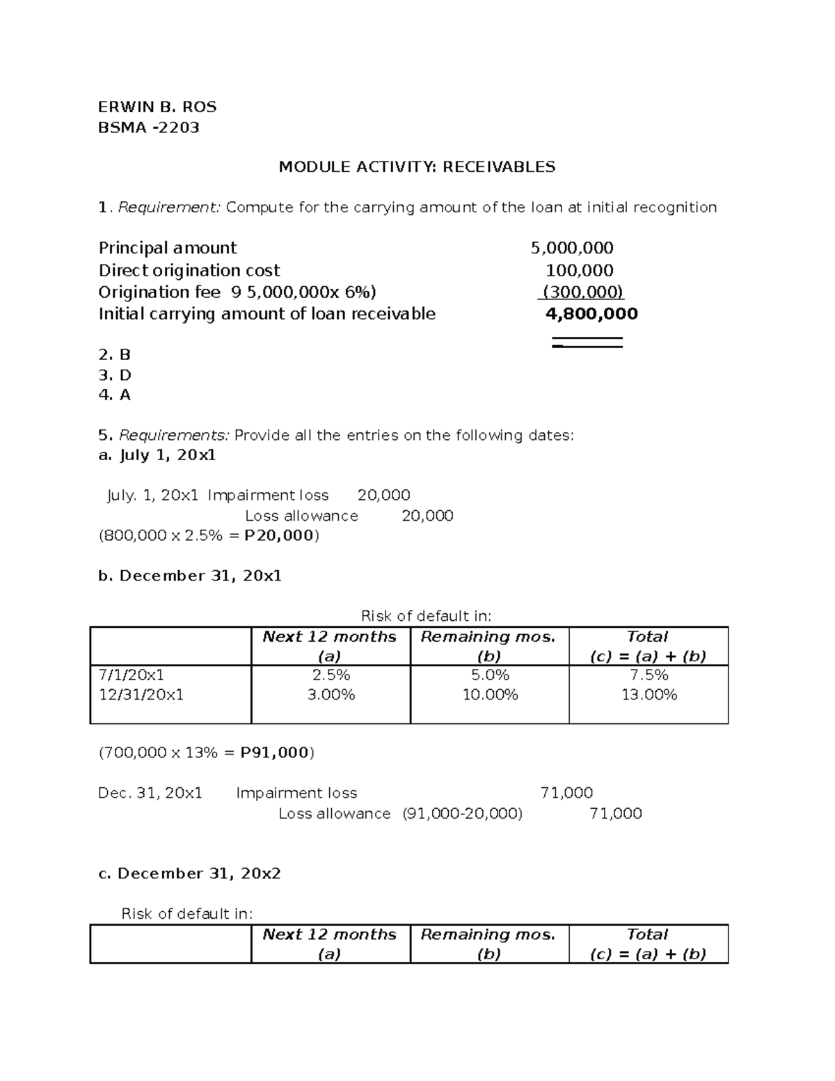 Receivables-Erwin-Ros - ERWIN B. ROS BSMA - MODULE ACTIVITY ...