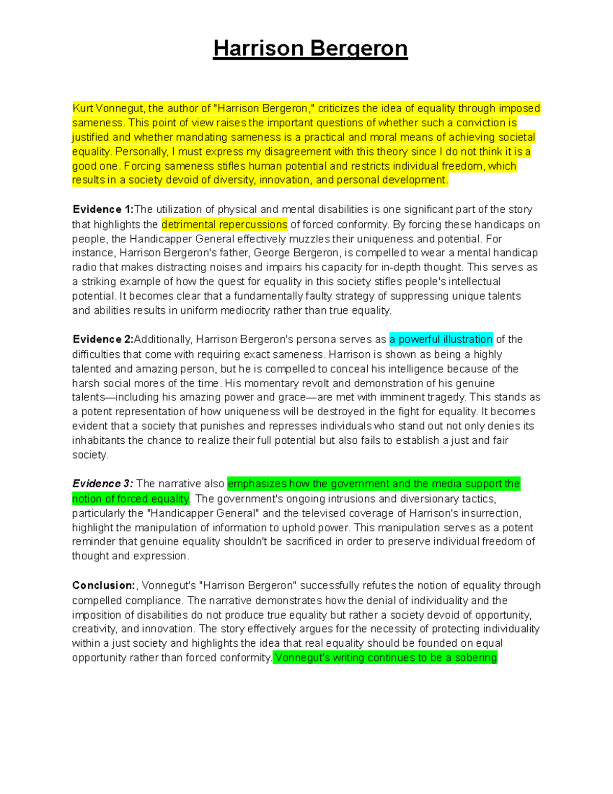 Good Copy - aaa - Harrison Bergeron Kurt Vonnegut, the author of ...