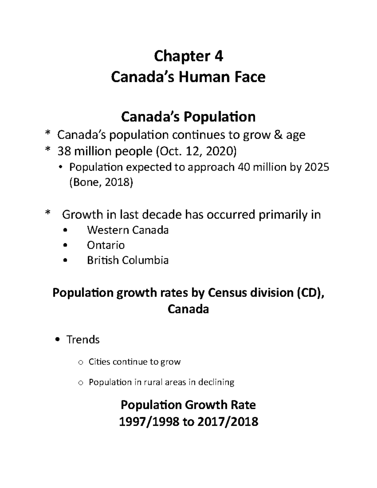 Chapter 4 and 5dsasd - Chapter 4 Canada’s Human Face Canada’s ...