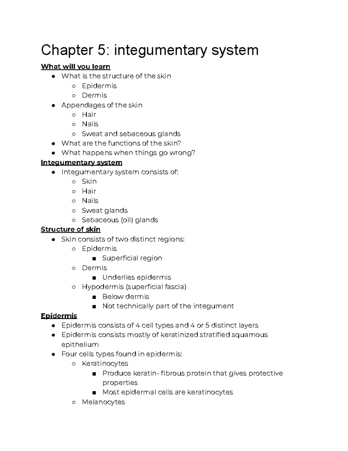 Chapter 5 integumentary system-knse - Chapter 5: integumentary system ...