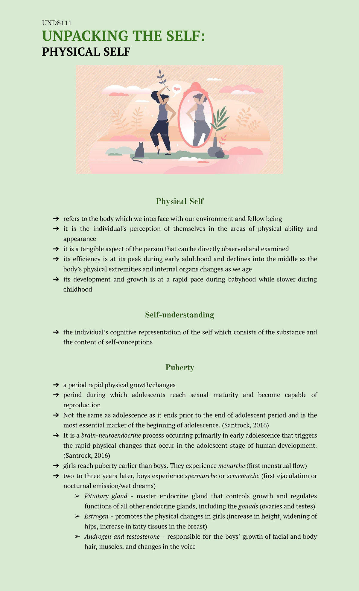 Chapter 6 Physical Self - UNDS UNPACKING THE SELF: PHYSICAL SELF Physical Self refers to the ...