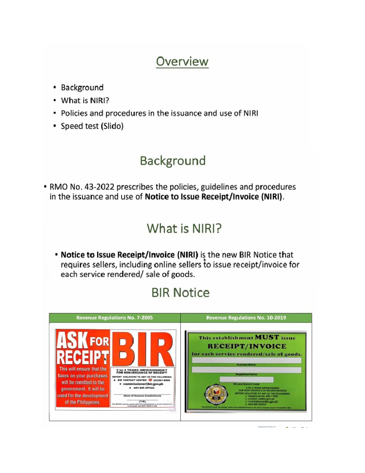 BIR Receipts - Accounting - Studocu