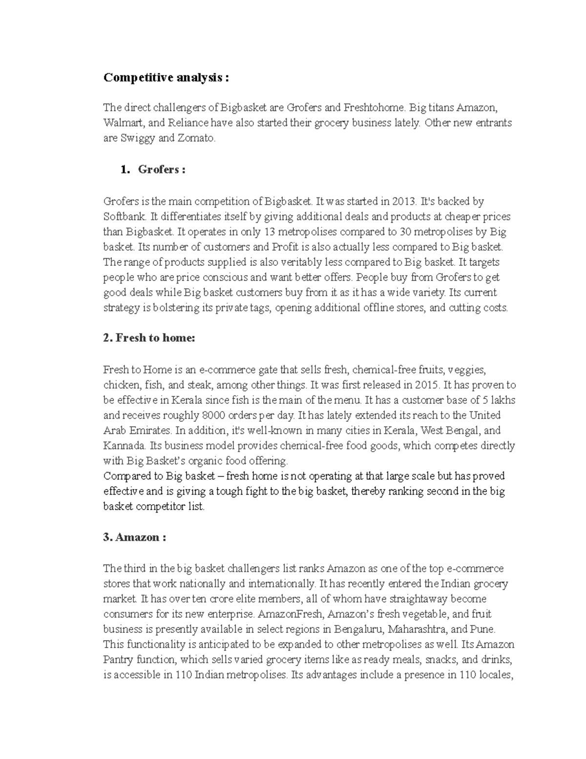 Marketing managemnet case study project - Competitive analysis : The direct challengers of ...