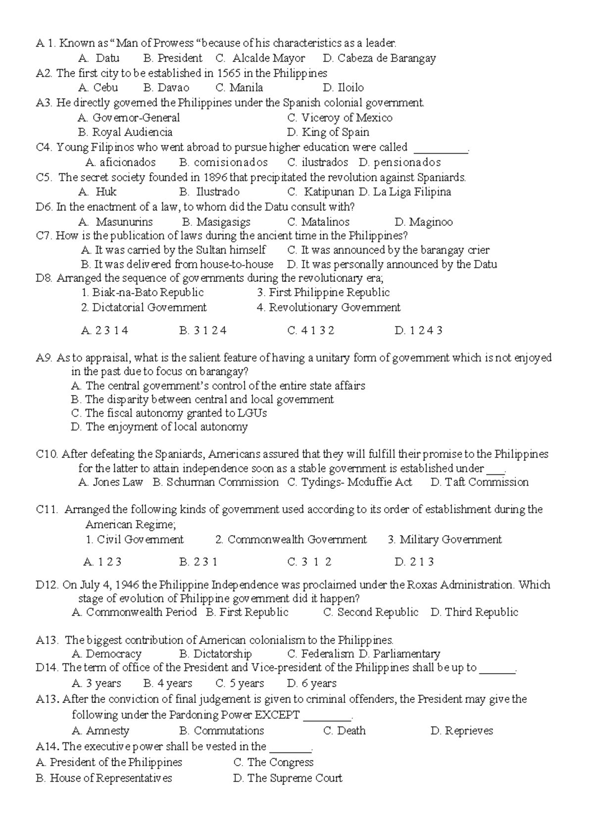 Reviewer-1 - need it only - A 1. Known as “Man of Prowess “because of ...