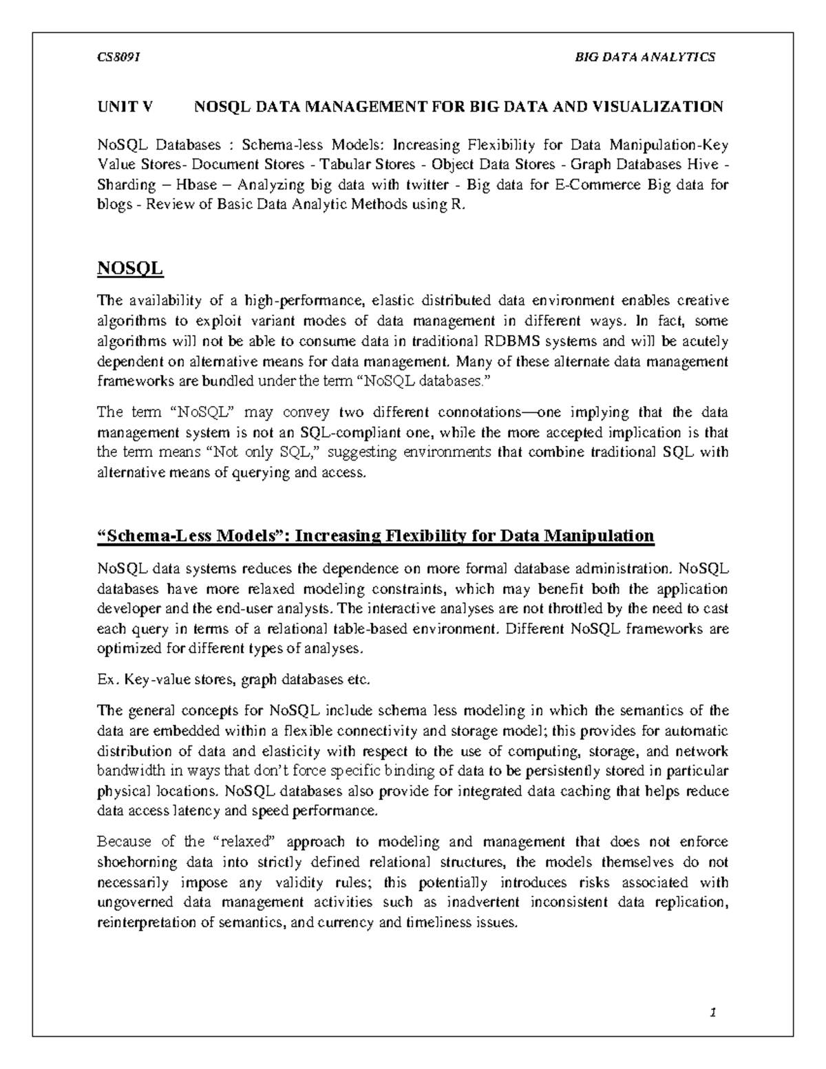 Unit5 - Here the ads of engineering are here now - UNIT V NOSQL DATA ...
