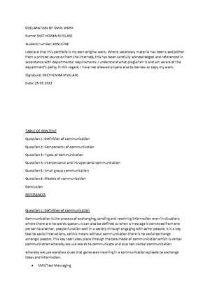 ENG2604 Assignment 1 - Copy - SURNAME : Zikalala NAME : Mbali STUDENT ...