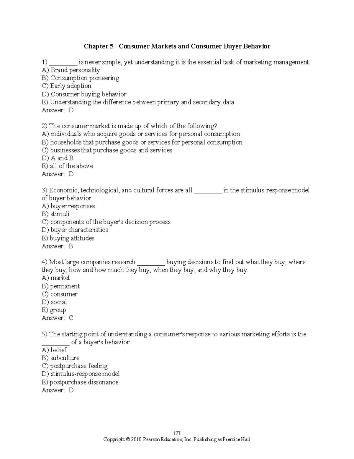 Chapter 4 Marketing - scokdcodck - Chapter 5 Consumer Markets and ...